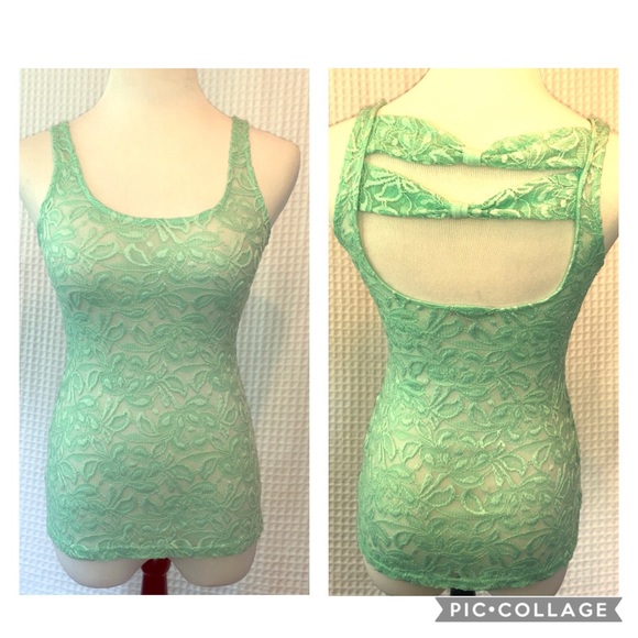 Charlotte Russe | Tops | Cute Green Stretchy Rave Lace Top Xs | Poshmark